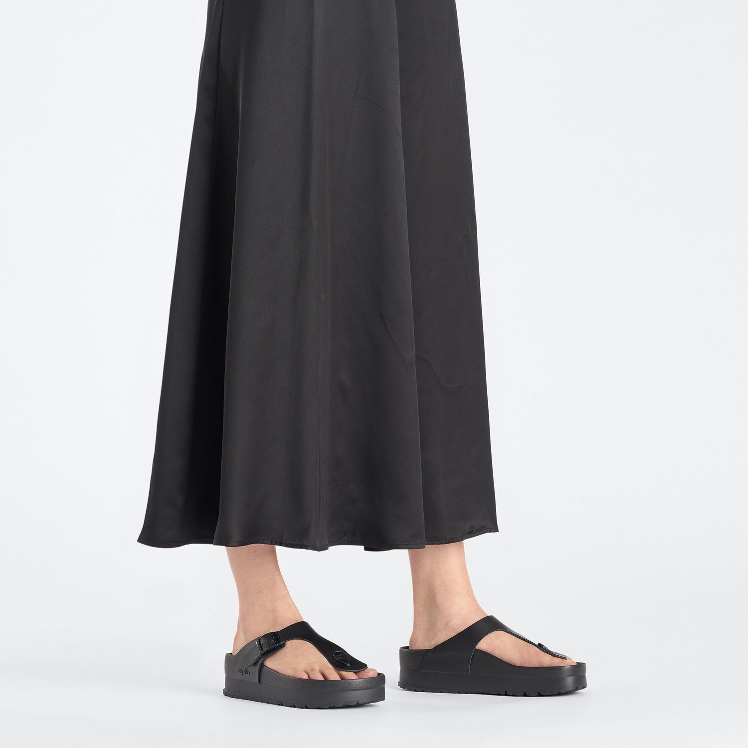 Gizeh Flex Platform Natural Leather Black | BIRKENSTOCK