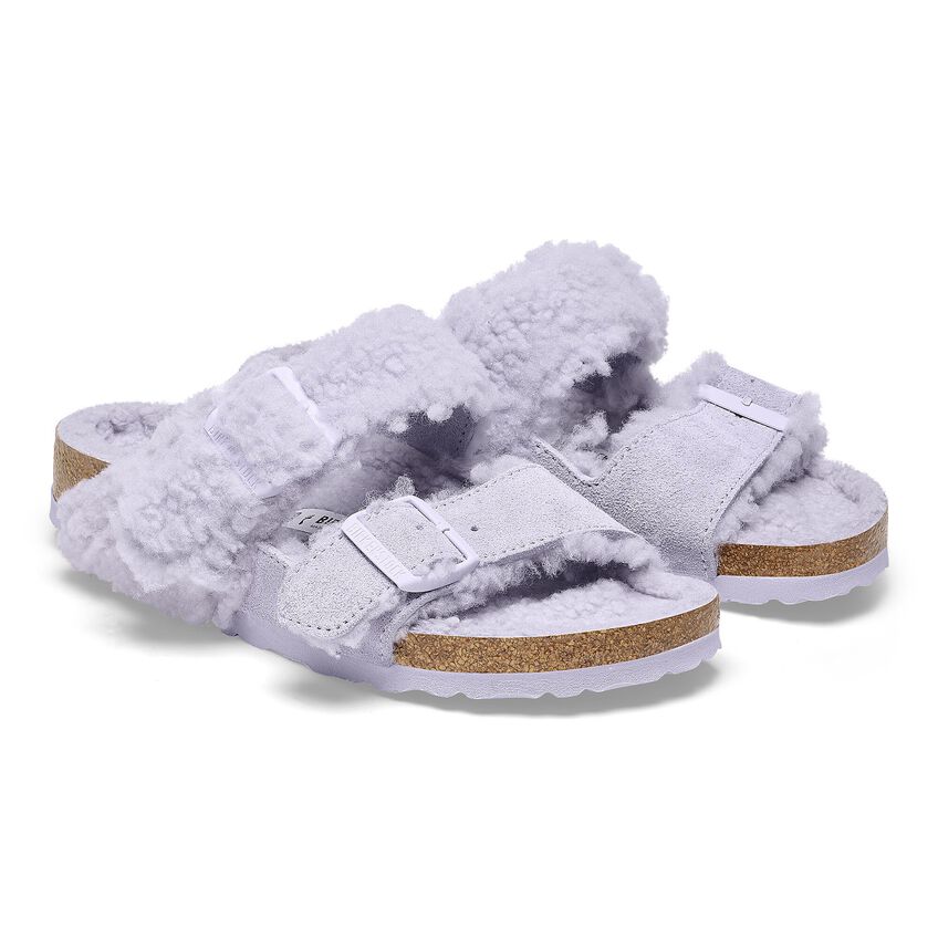 Arizona Teddy Split Suede Leathershearling Purple Fog Birkenstock