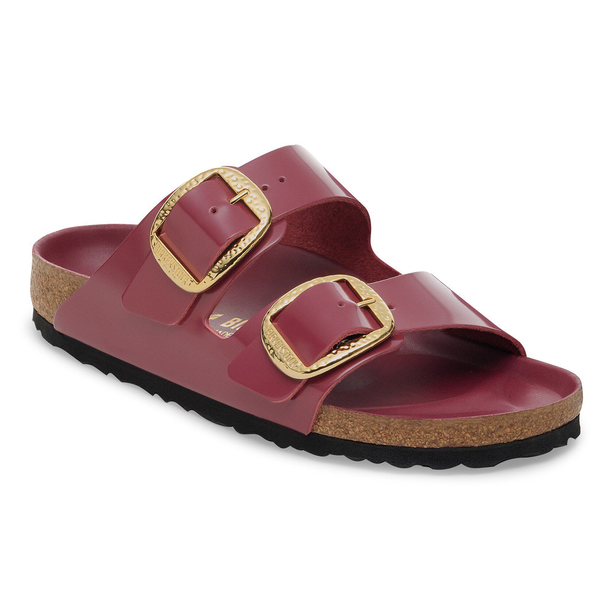 Arizona Hammered Big Buckle Natural Leather Patent in Color Zinfandel High Shine | BIRKENSTOCK US
