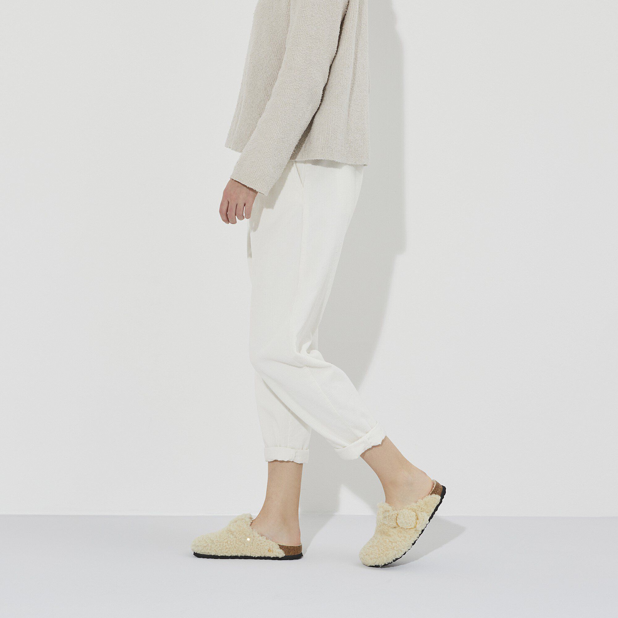 Boston Big Buckle Shearling in Color Teddy Eggshell | BIRKENSTOCK US