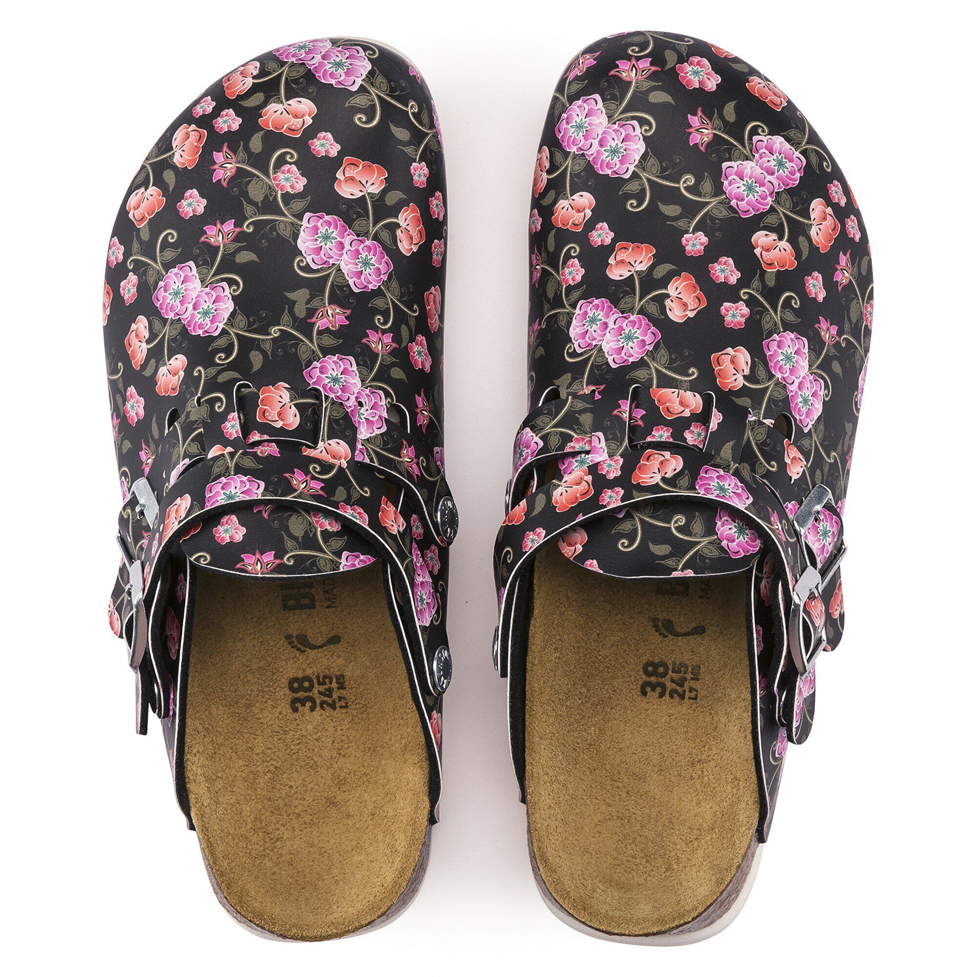 Kay Super Grip Birko-Flor in Color Blooming Roses Black | BIRKENSTOCK US