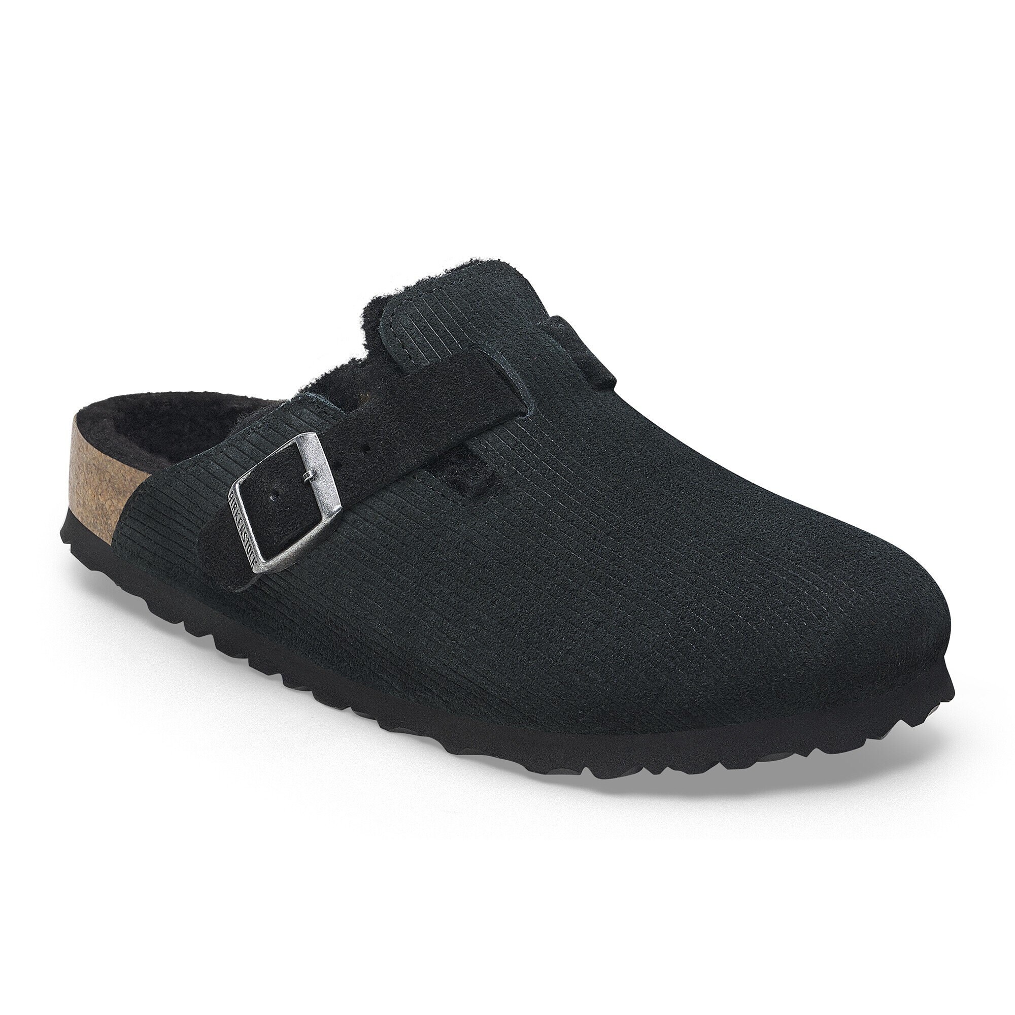 Boston Teddy Shearling Suede Leather-Shearling Corduroy Black | BIRKENSTOCK