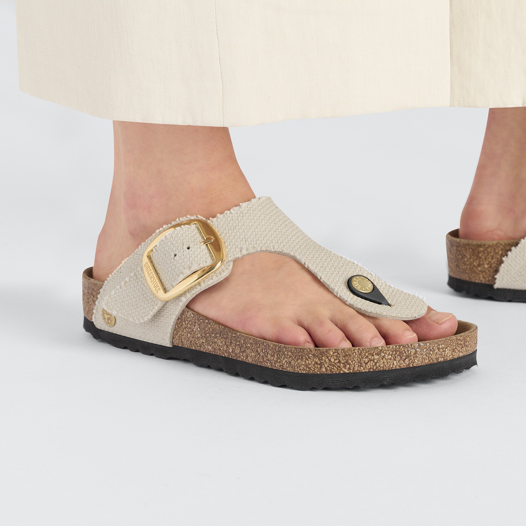 Gizeh Vegan Big Buckle Textile Canvas Eggshell | BIRKENSTOCK