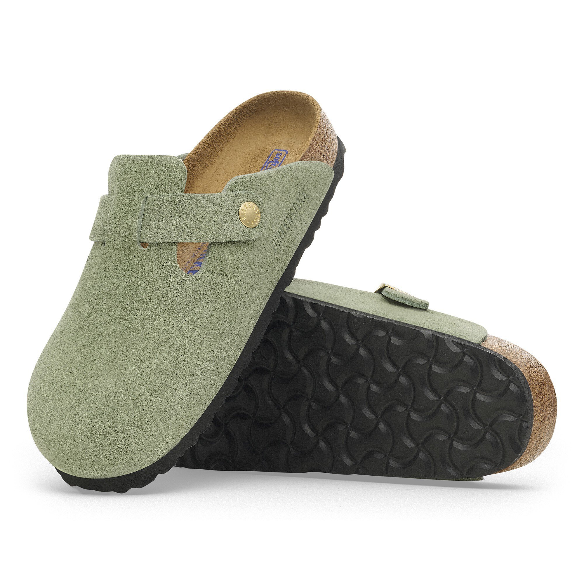 Boston Soft Footbed Suede Leather Green Tea | BIRKENSTOCK