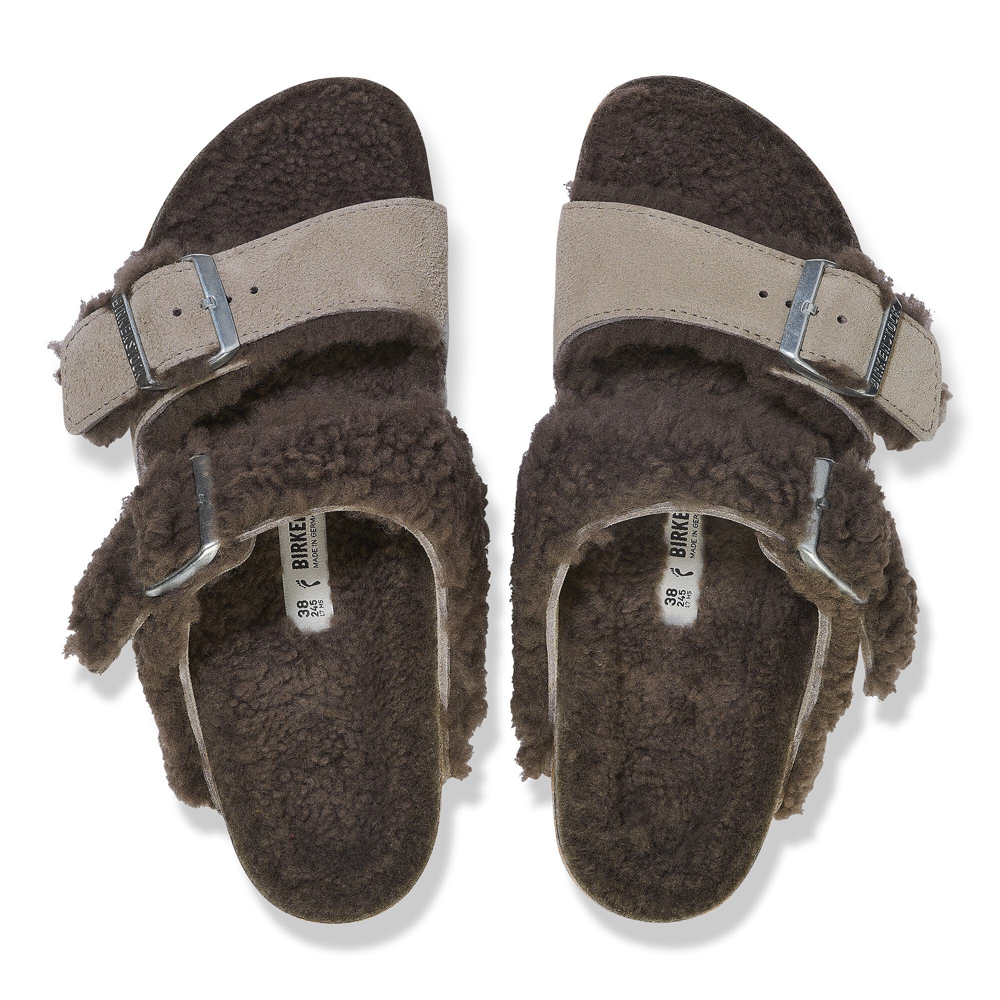 Arizona Teddy Split Suede Leather-Shearling Concrete Gray/ Stone Coin ...