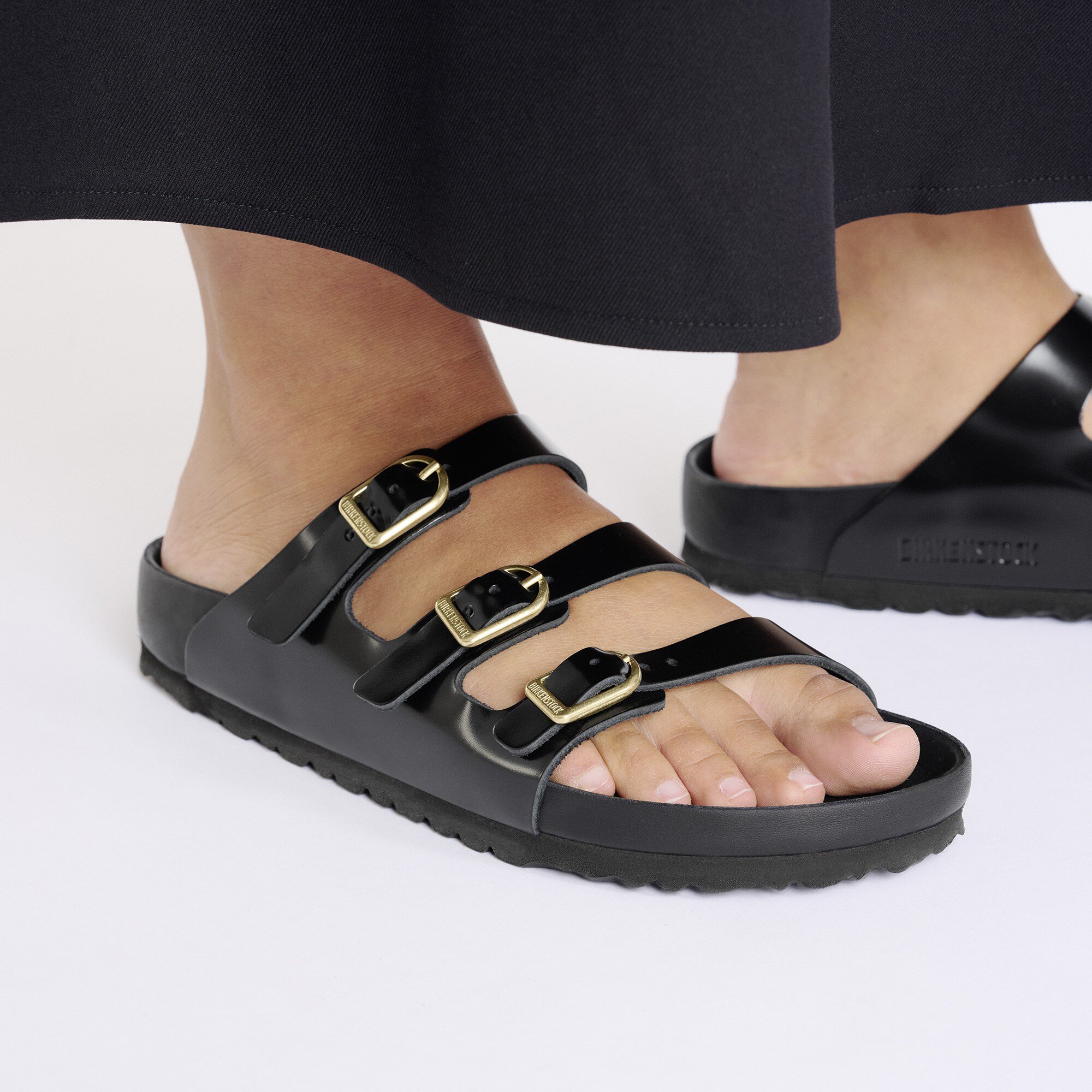 Florida Fresh Cuero natural esmaltado High Shine Black | BIRKENSTOCK
