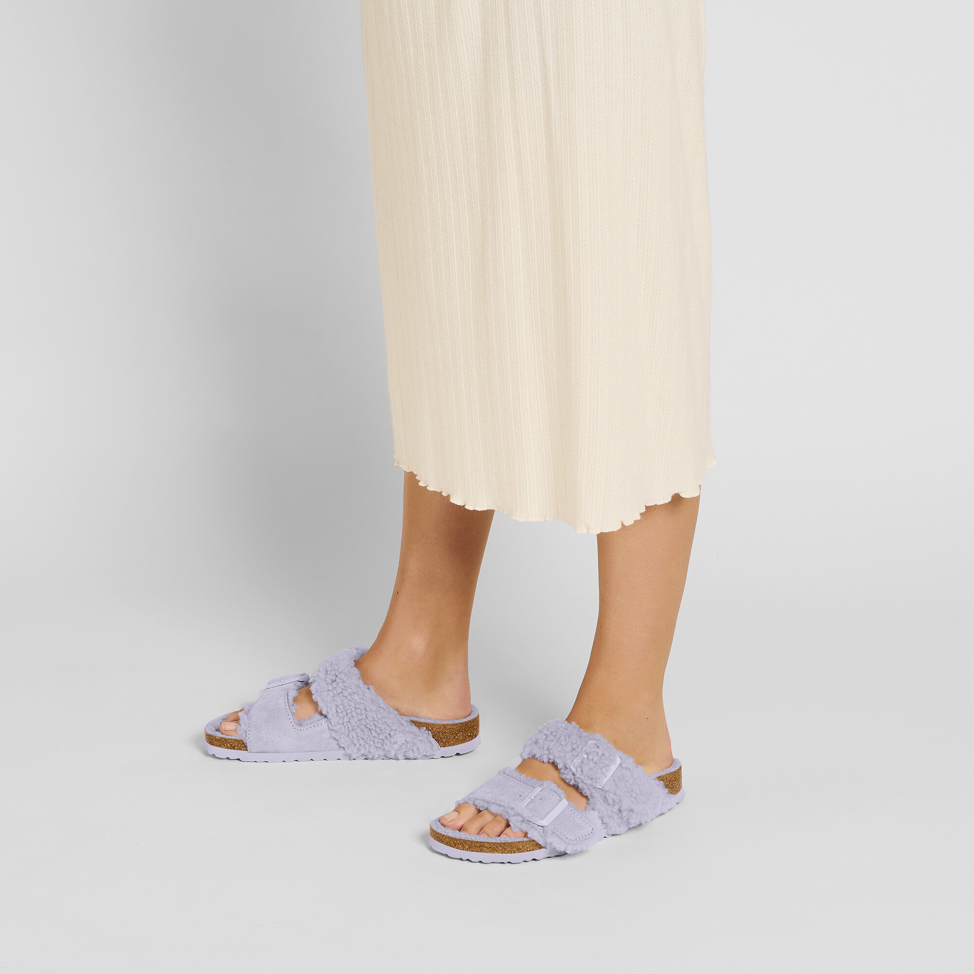 Arizona Teddy Split Suede Leather-Shearling Purple Fog | BIRKENSTOCK