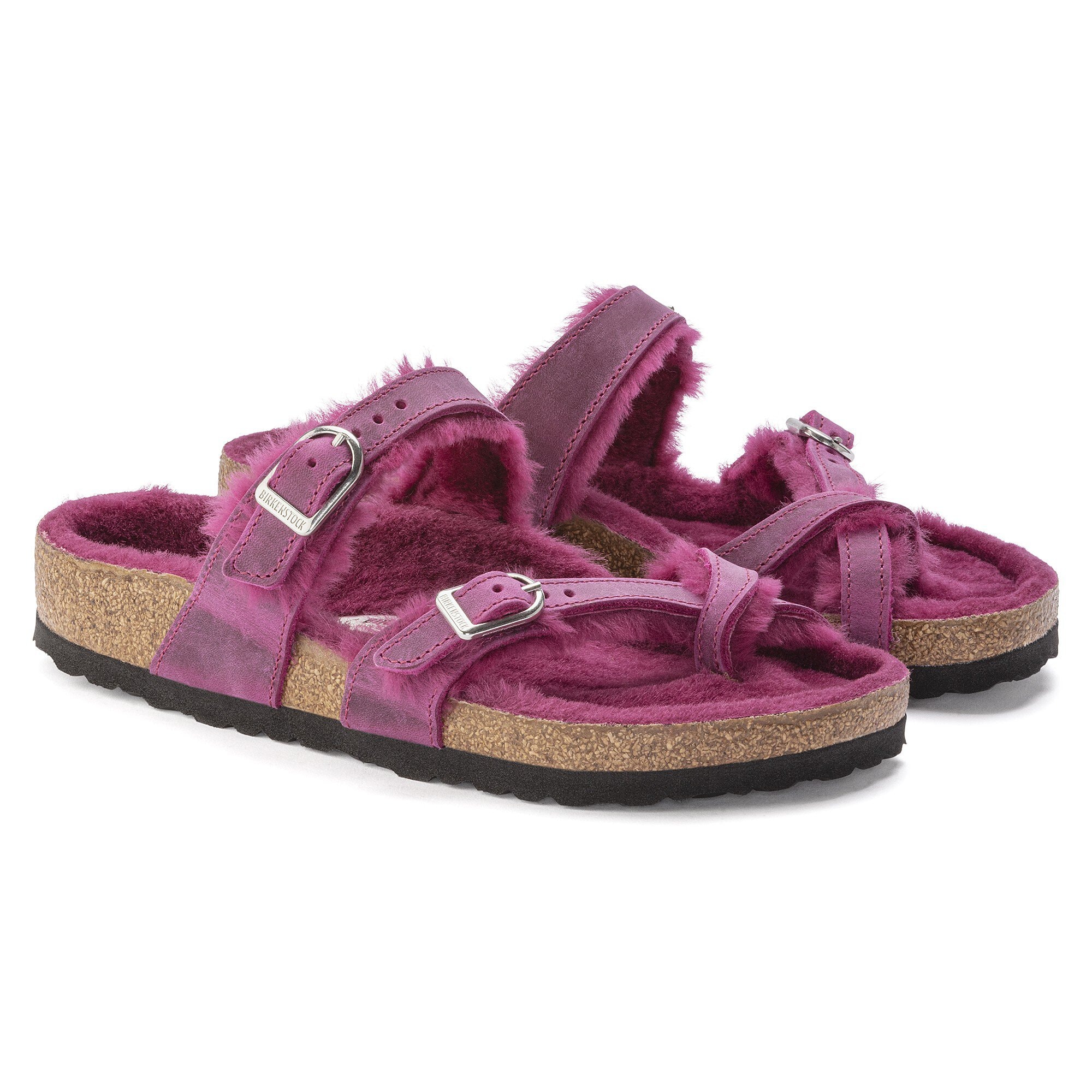 Mayari Shearling Natural Leather Oiled Festival Fuchsia | BIRKENSTOCK