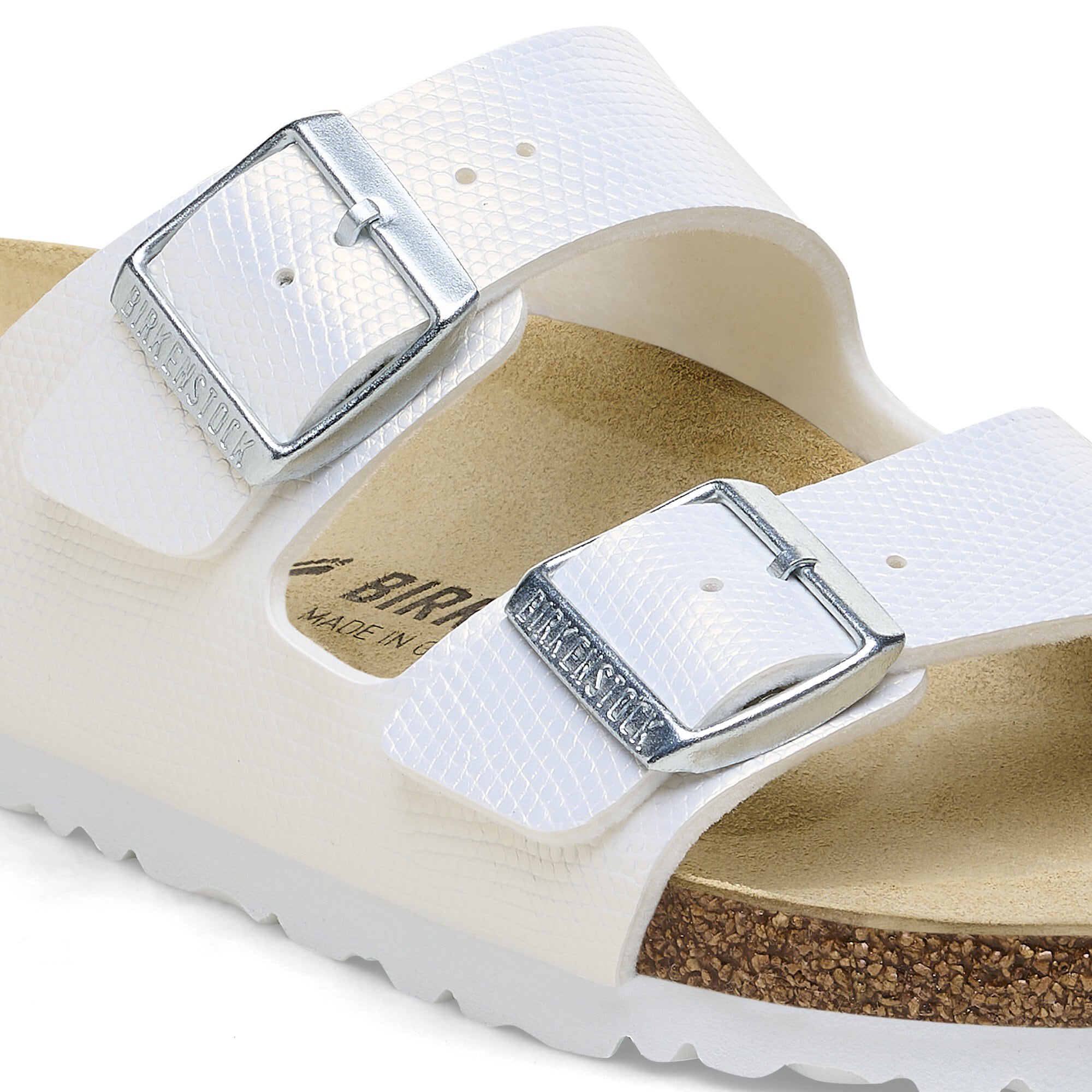 Arizona BS Birko-Flor Embossed Shiny Lizard White | BIRKENSTOCK