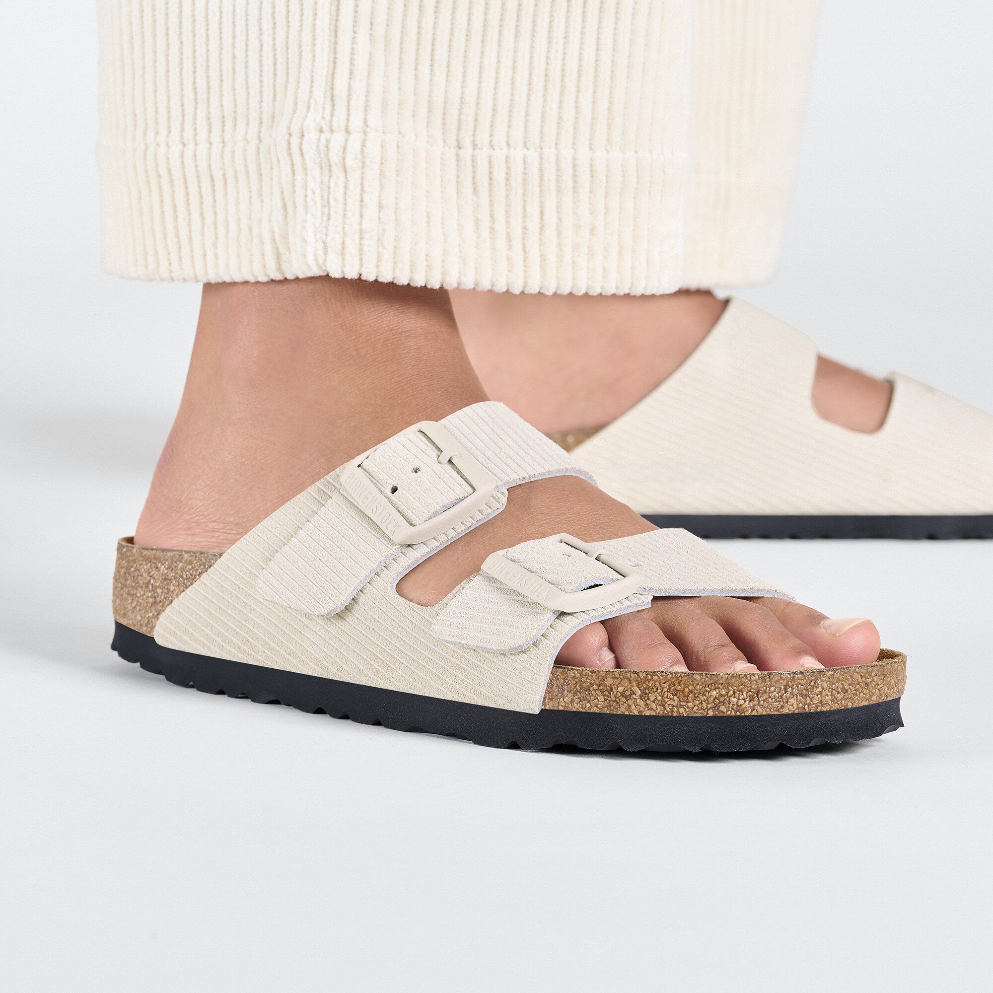 Arizona Suede Embossed Corduroy Antique White | BIRKENSTOCK