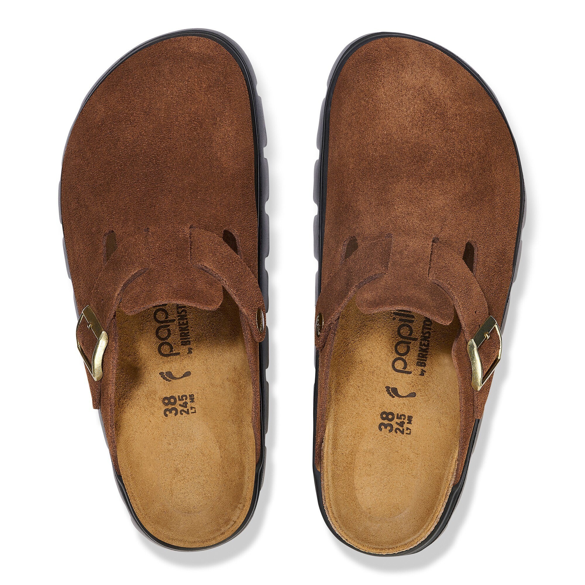 Boston Chunky Suede Leather Dark Tea/ Black | BIRKENSTOCK