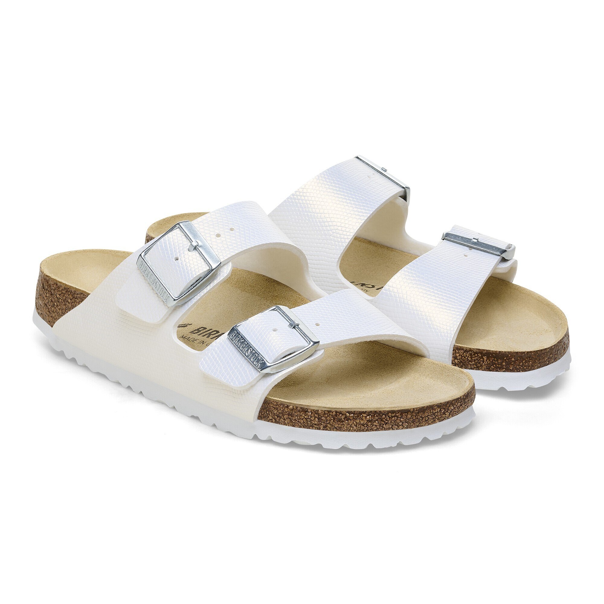 Arizona BS Birko-Flor Embossed BF Shiny Lizard White | BIRKENSTOCK