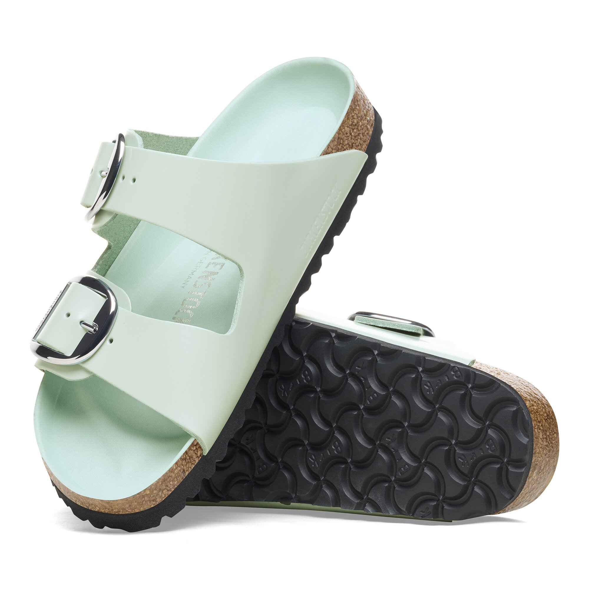 Arizona Big Buckle Natural Leather Patent High-Shine Surf Green | BIRKENSTOCK