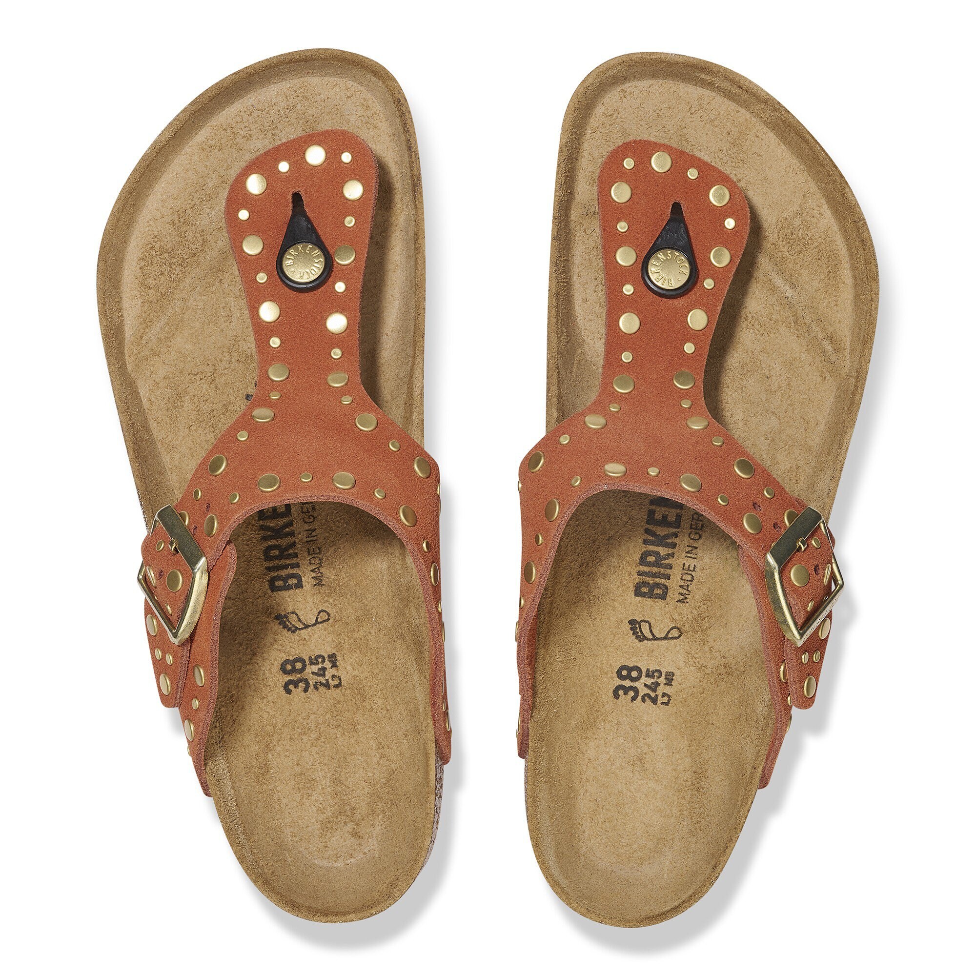 Gizeh Rivets Suede Leather Dark Rust | BIRKENSTOCK