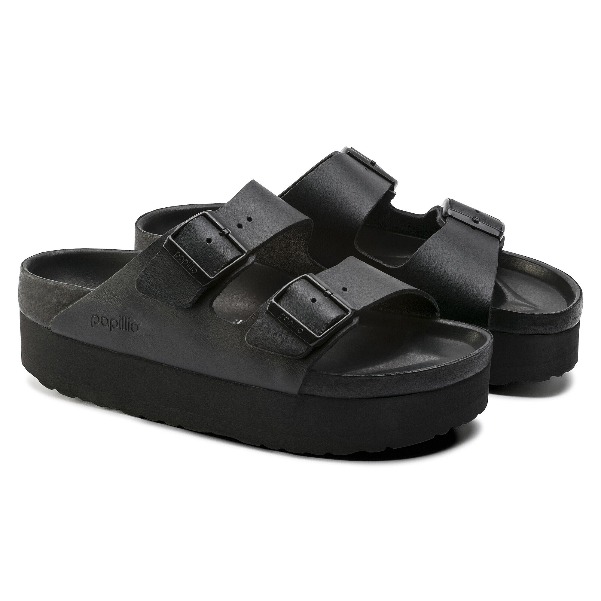 Arizona Platform Natural Leather Black | BIRKENSTOCK