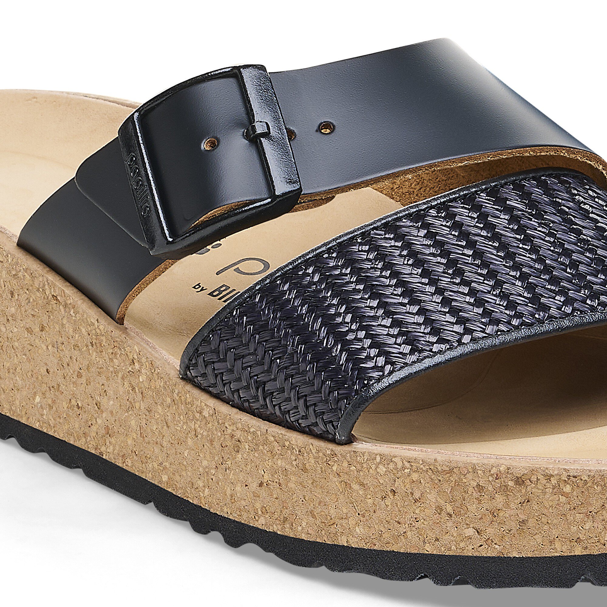 Almina French Piping Naturlæder/Synthetics Black | BIRKENSTOCK