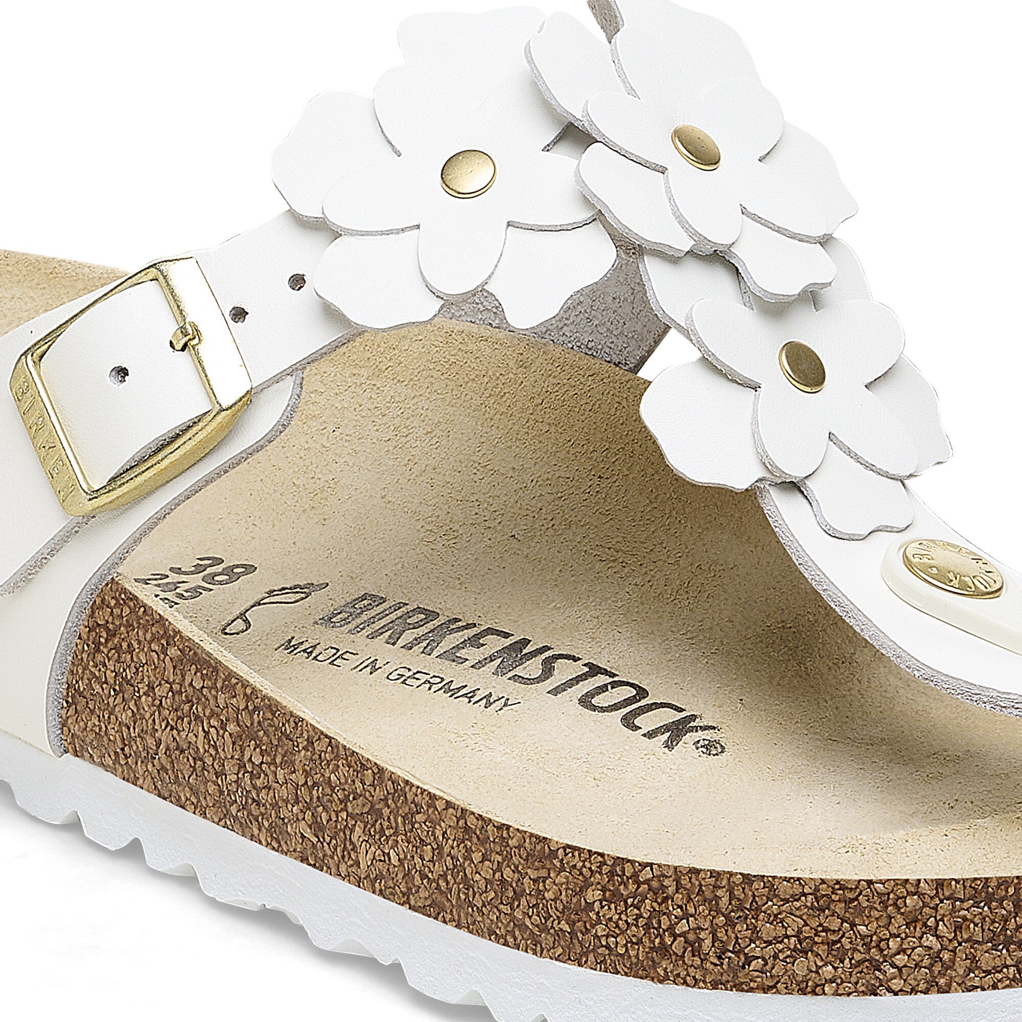 Gizeh Flower Embellishment Natural Leather White | BIRKENSTOCK