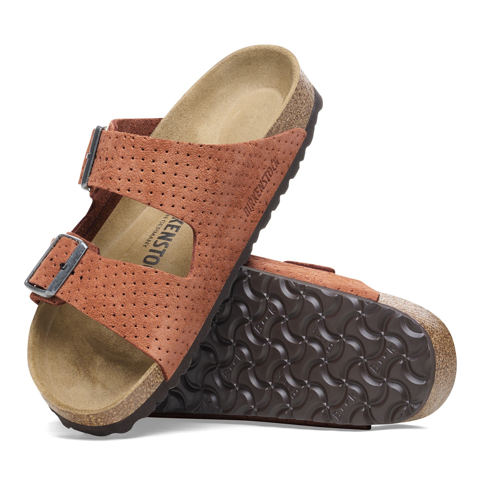 Arizona Suede Embossed Dotted Burnt Orange | BIRKENSTOCK
