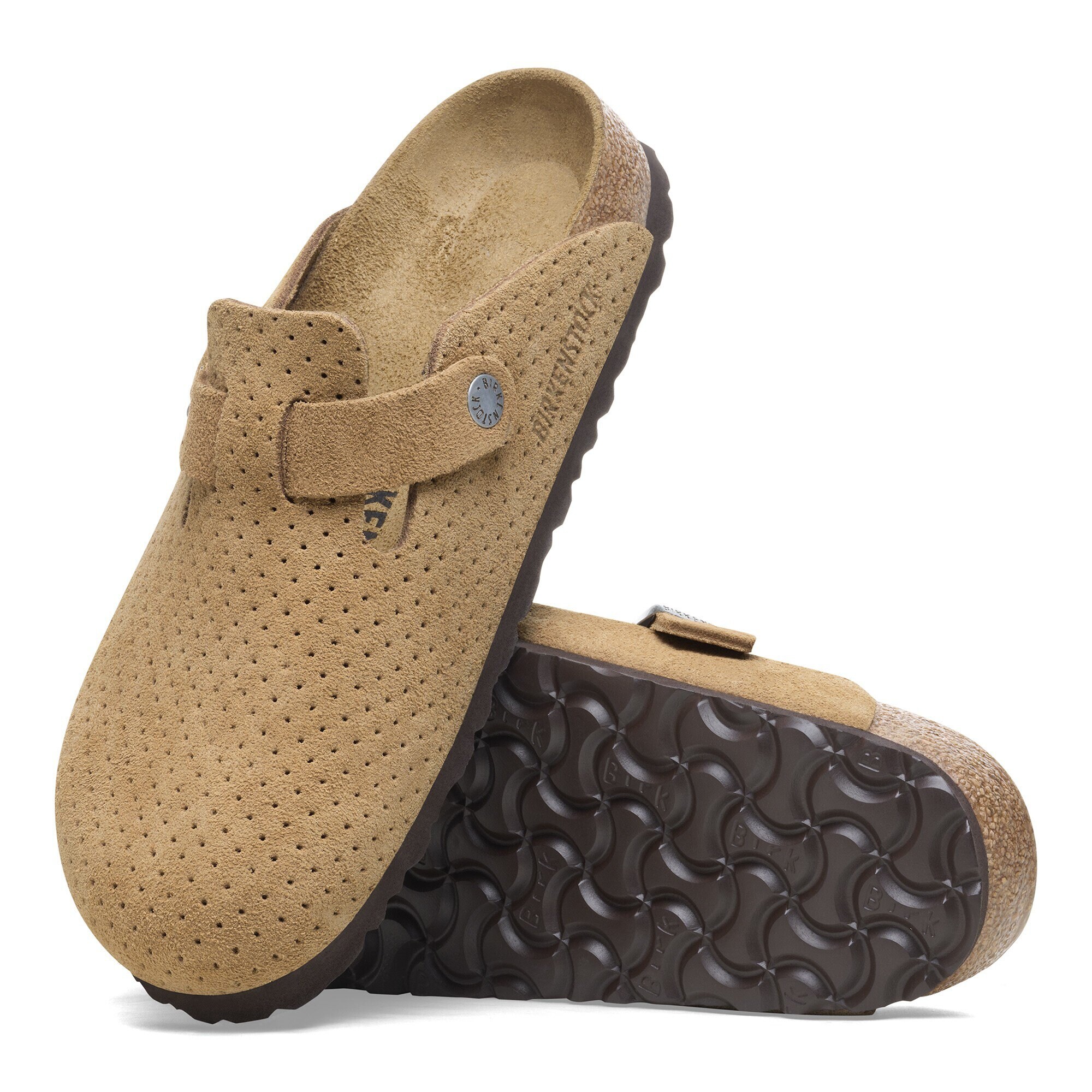 Boston Suede Embossed Dotted New Beige | BIRKENSTOCK